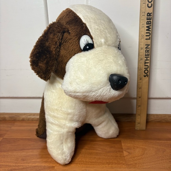 Toys | Vintage 8s Brown White Puppy Dog Stuffed Carnival Plush | Poshmark